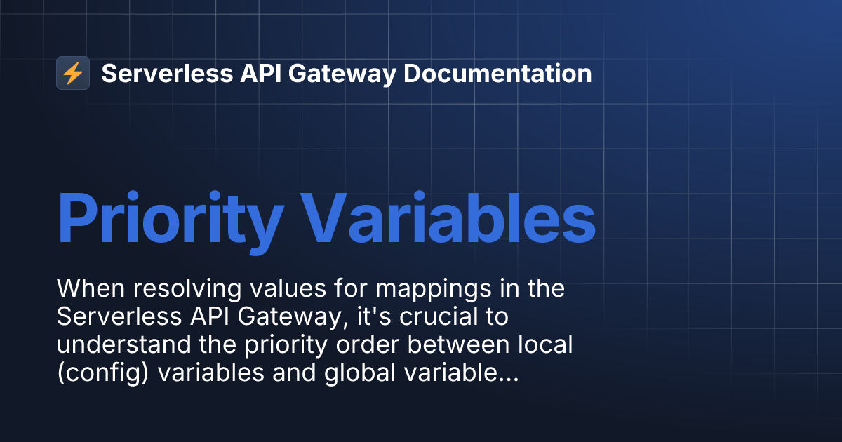 Priority Variables Serverless Api Gateway Documentation 